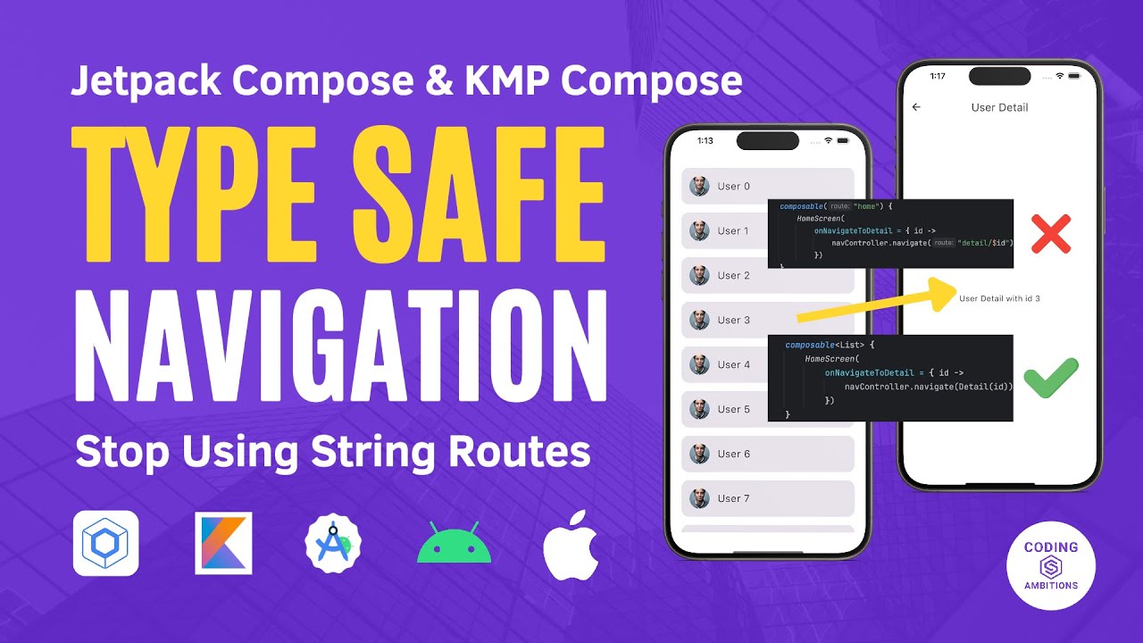 Type Safe Navigation Jetpack Compose | Compose Multiplatform | KMP  Tutorial Type Safe Navigation