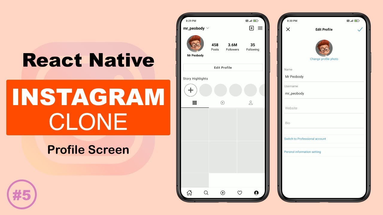 Instagram Clone React Native | #5 - Profile Screen