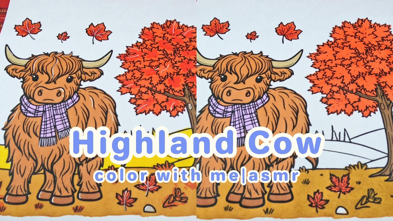 How to Color a Cozy Highland Cow| Color with me! Highland Cow Coloring Pages| Marker Tutorial