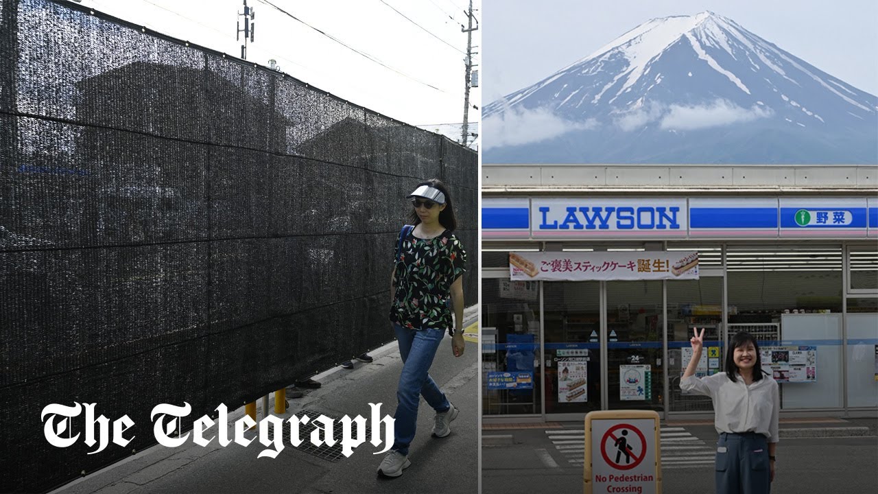 Japanese town blocks tourists' view of Mount Fuji