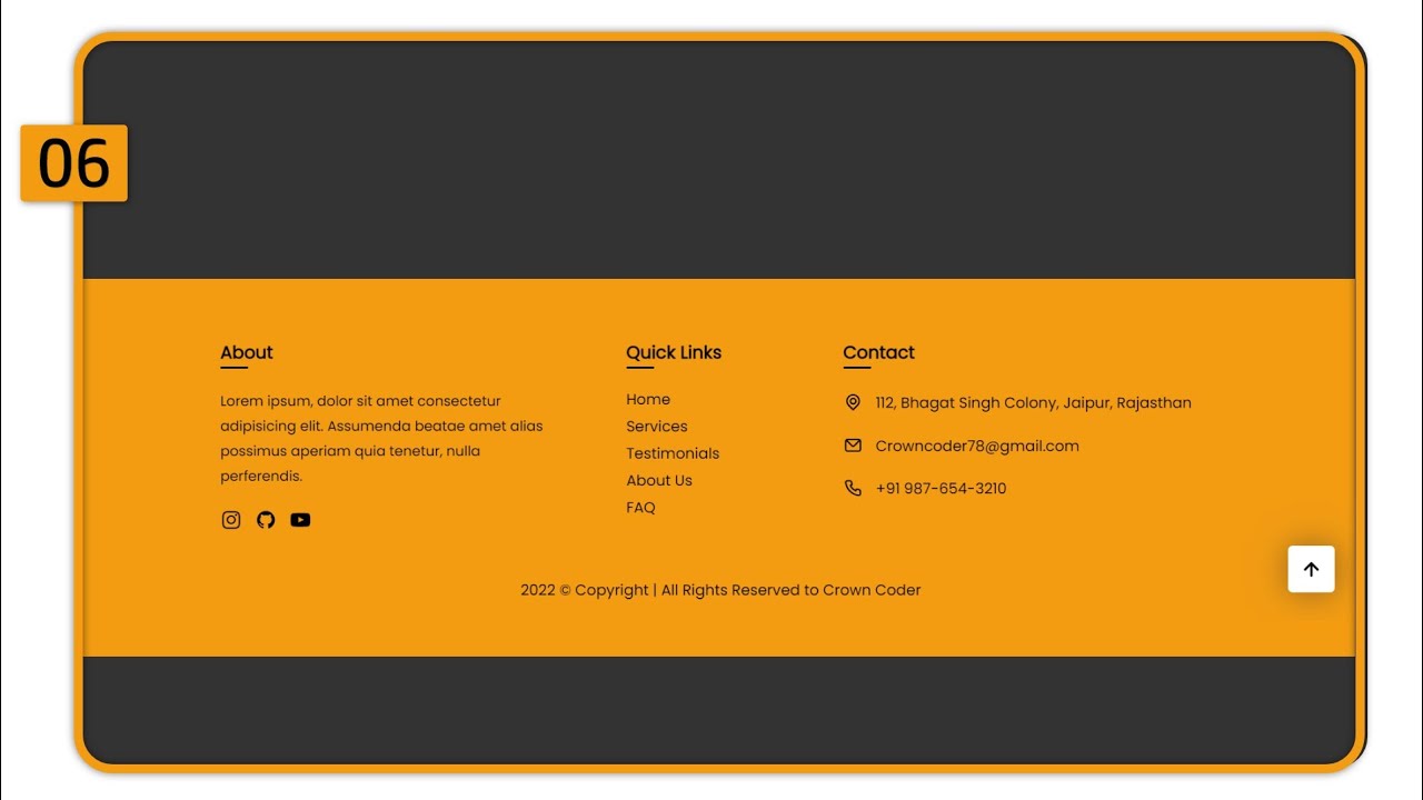 #6 Responsive Footer Section Using Html Css | Footer Section Html Css | Crown Coder