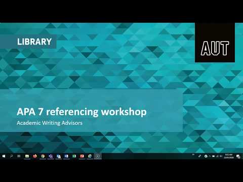 APA 7 referencing (workshop video)