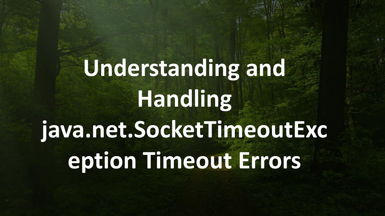 Understanding and Handling java.net.SocketTimeoutException Timeout Errors