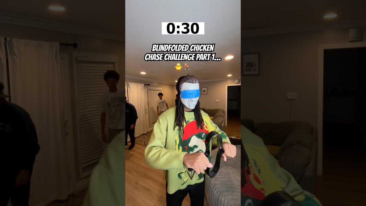 Blindfolded Chicken Chase Challenge 🐥🏃‍♂️ #shorts #challenge #funny