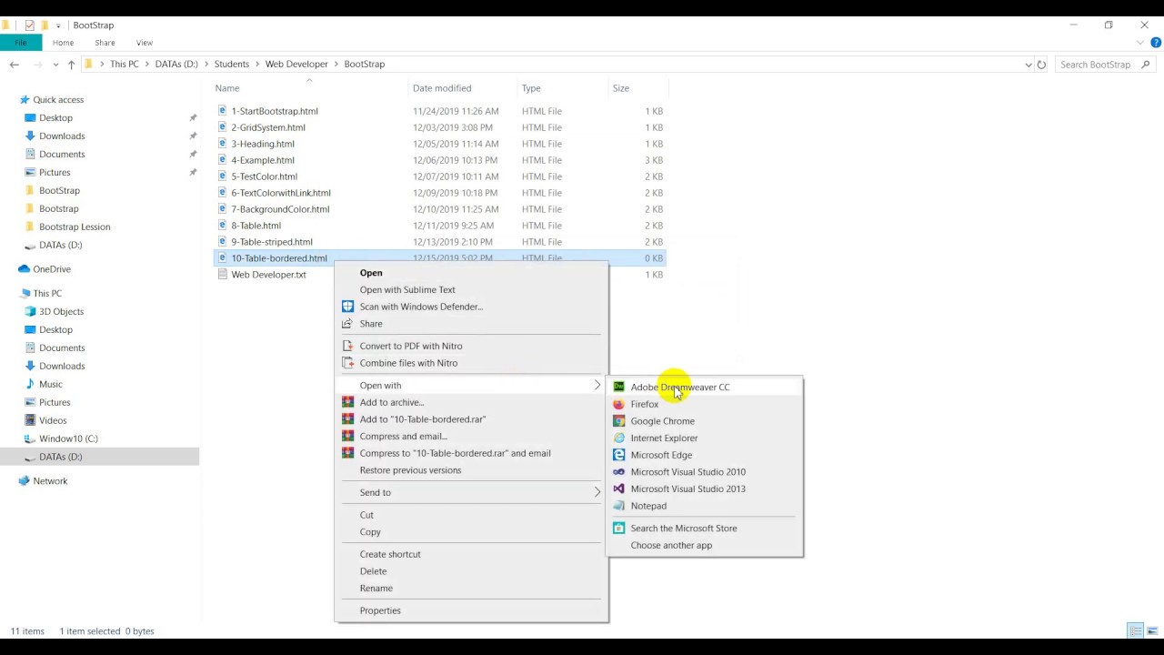 Bootstrap 4 Tables: Table Bordered Class