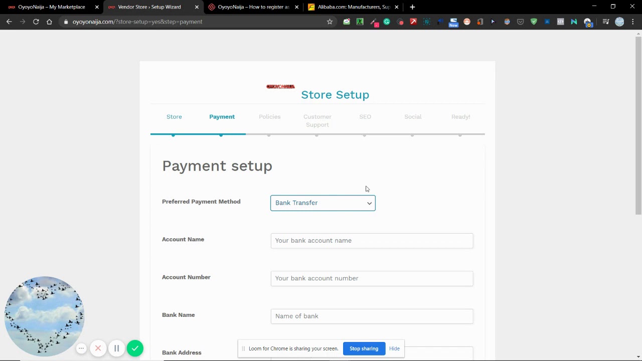 Vendor Store › Setup Wizard after registration