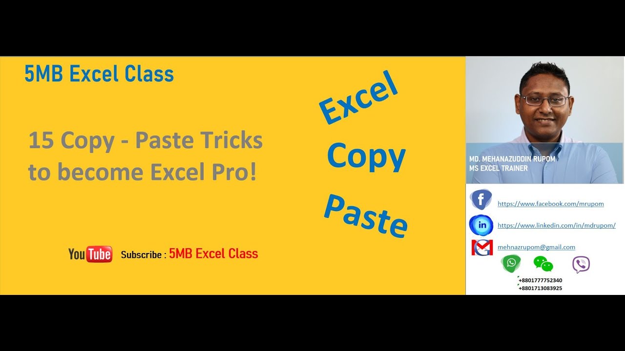 15 Copy   Paste Tricks to become Excel Pro