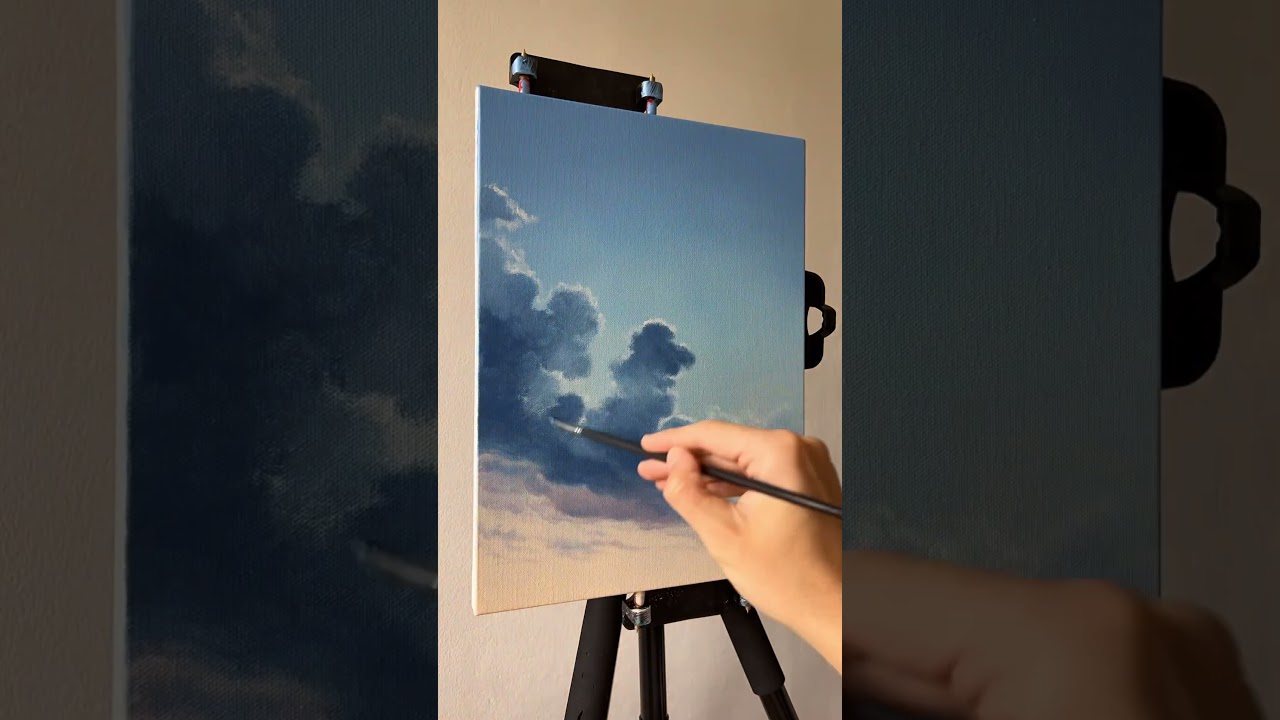 How to paint clouds ⛅️ with acrylics 🎨 & 💧 #art #acrylicpainting #painting