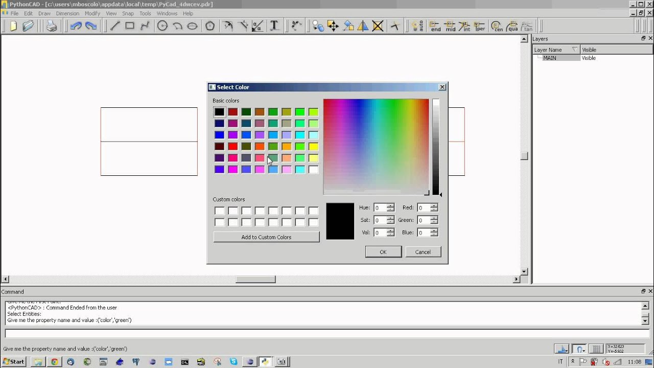 PythonCad In  action with preview