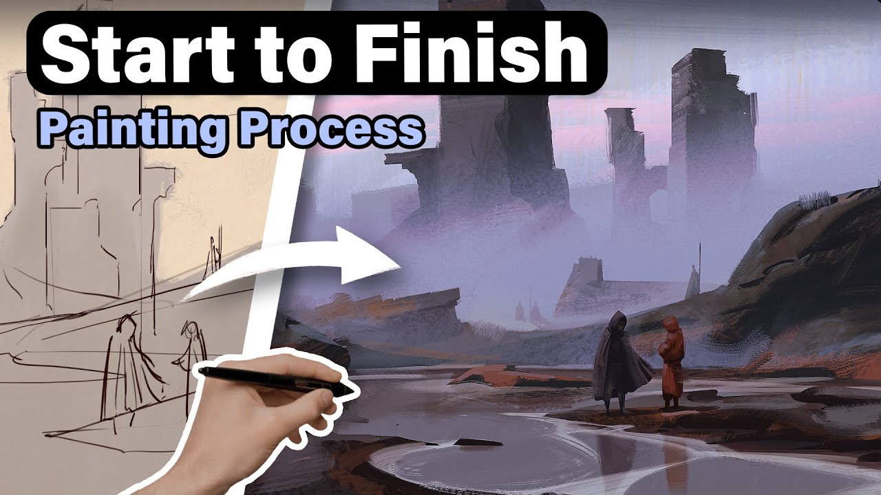 How to Paint Atmospheric Landscapes Step-By-Step (Concept Art Tutorial)