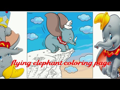 Color the flying Dumbo elephant, Disney characters | coloring | drawing