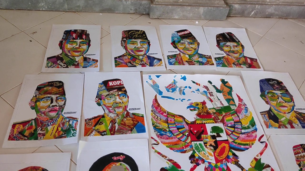 VIRALL!!! Lukisan Presiden dan Pancasila dari Daur Ulang Sampah Plastik SMAN 1 Sawan