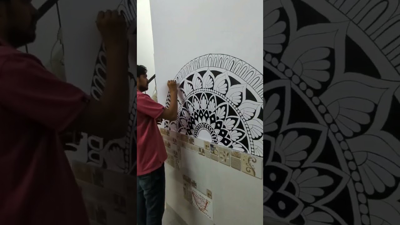 mandala on wall. #mandala #mandalaart #walldecor #mandaladrawing #trending #wallart #walldesigns