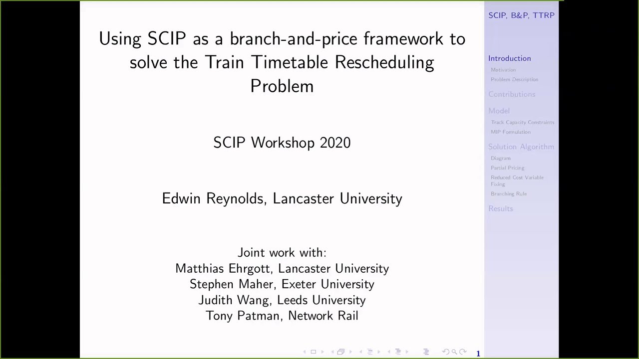 Using SCIP as a branch-and-price framework to solve the train timetable rescheduling problem