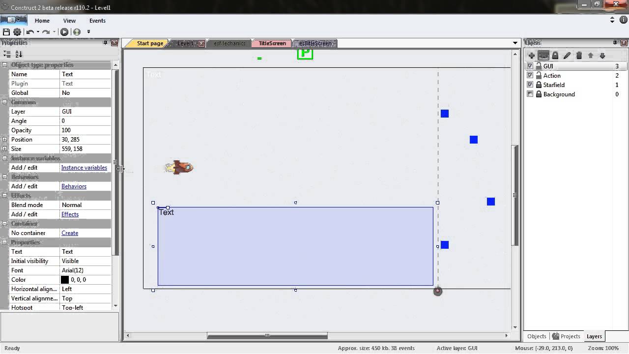 Build a Shoot-'Em-Up in Construct 2: Interface