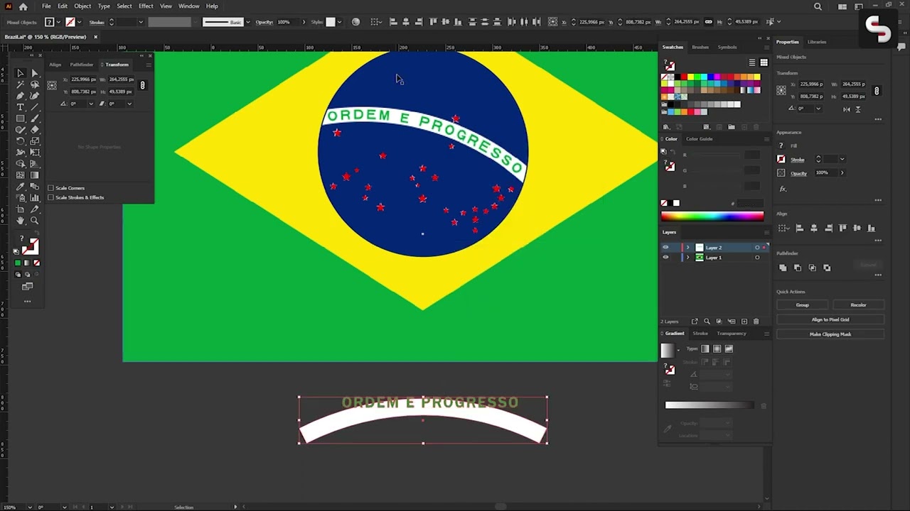 Brazil Flag Drawing Tutorial: Step-by-Step in Adobe Illustrator