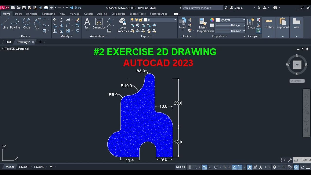 AutoCAD 2D Exercise #2 - A Quick & Easy Guide