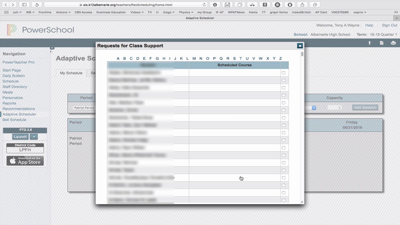 Adaptive Scheduler: Requesting Students