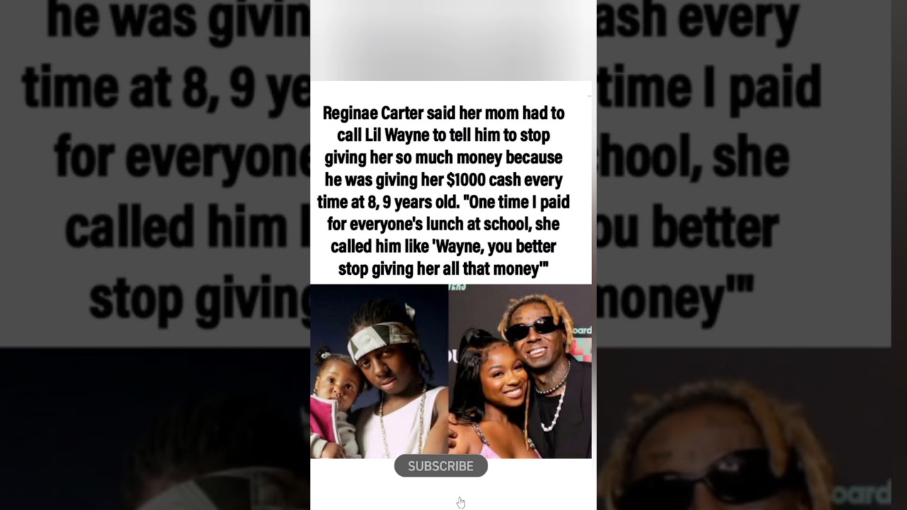 :Reginae: Mom called Lil Wayne to stop $1k cash at 8-9 😂💸 She paid everyone's lunch 🍽️