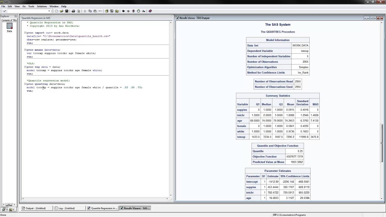 Quantile Regression in SAS