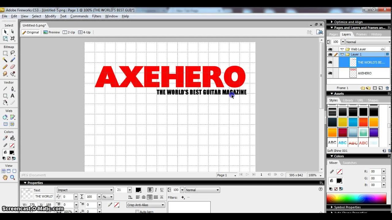 Adobe Fireworks 2 working with text