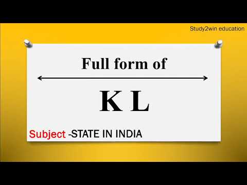 KL ka full form | Full form of KL in English | Subject - STATE IN INDIA