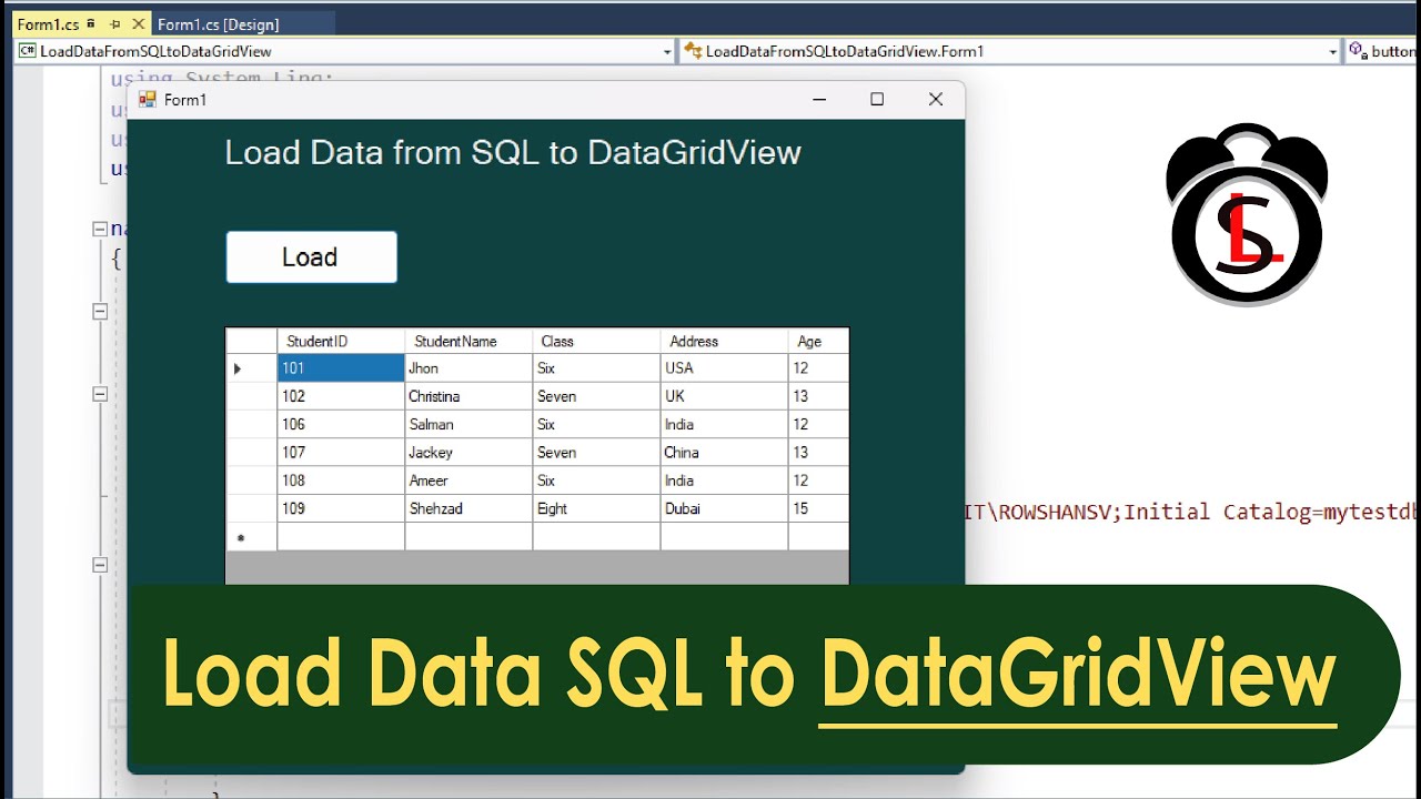 Load Data from SQL to DataGridView C#