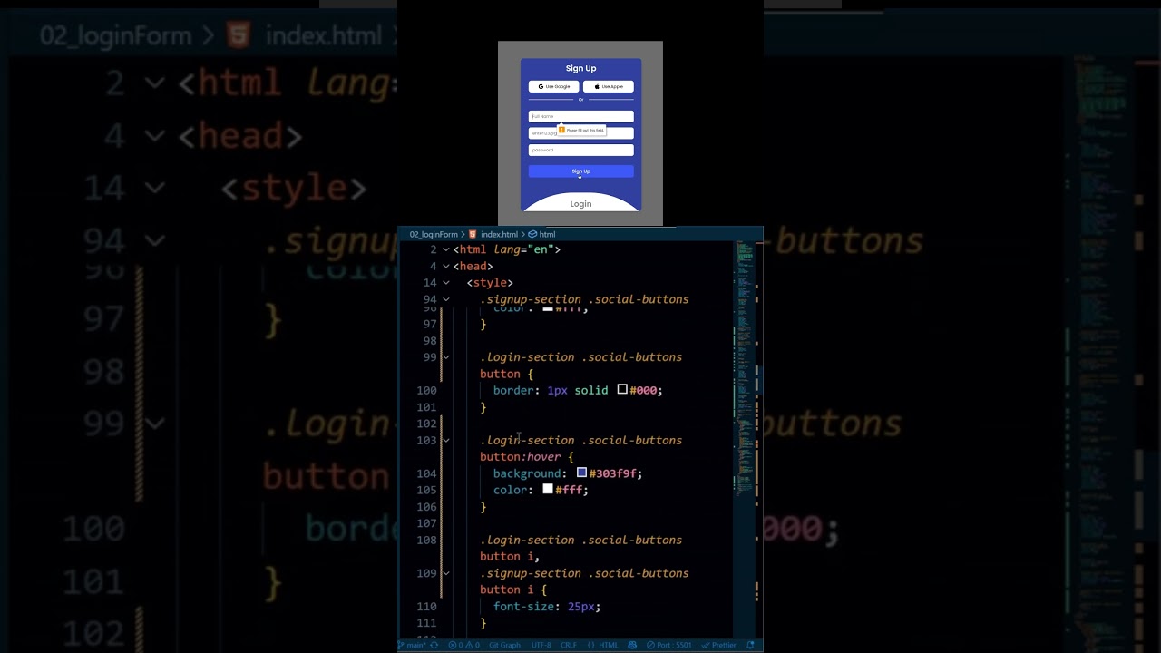 Building a login form using html css and JS | JavaScript Projects
