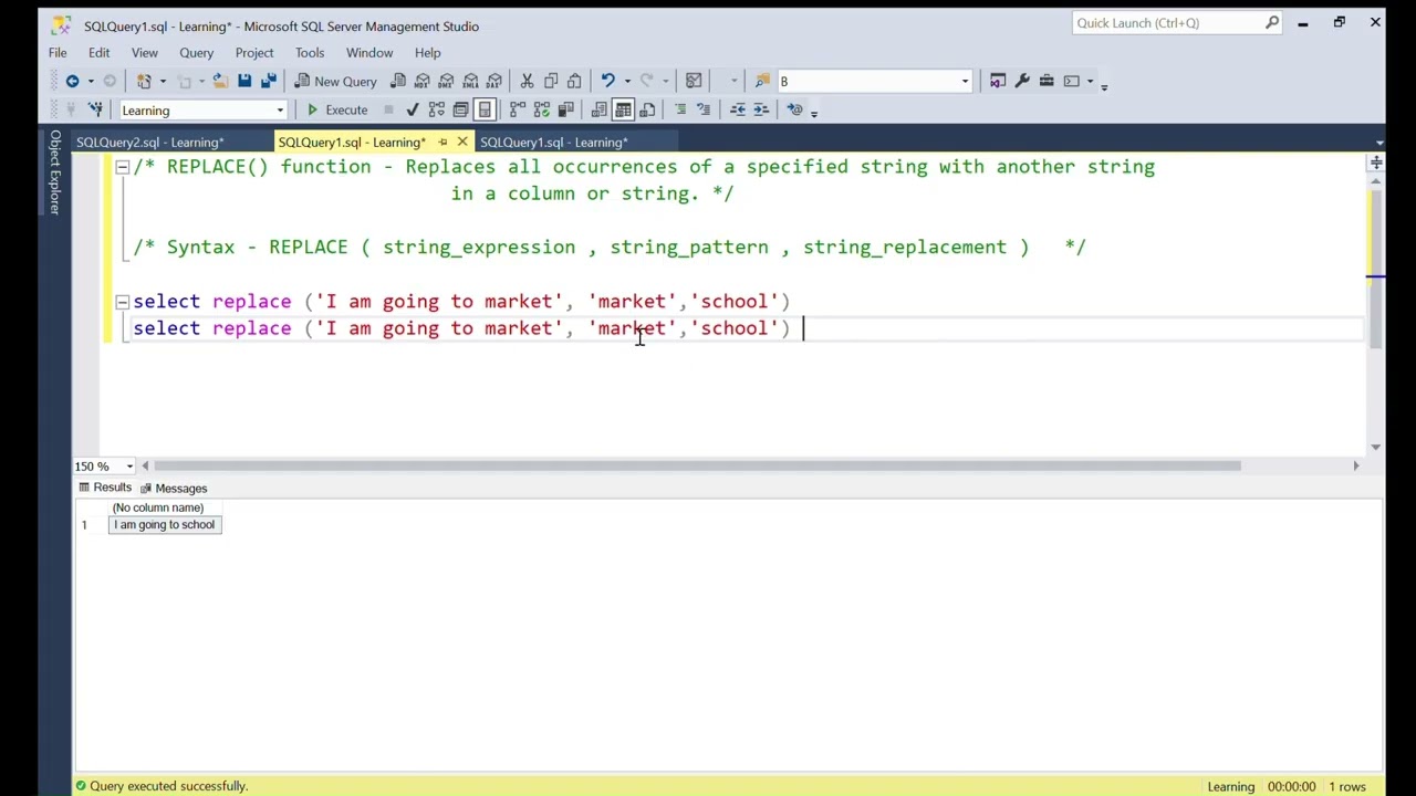 How to use REPLACE function in MS SQL Server | STRING | SUBSTRING | REPLACE