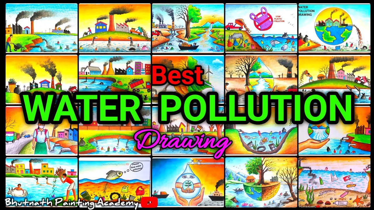 water pollution drawing for competition||stop water pollution poster drawing