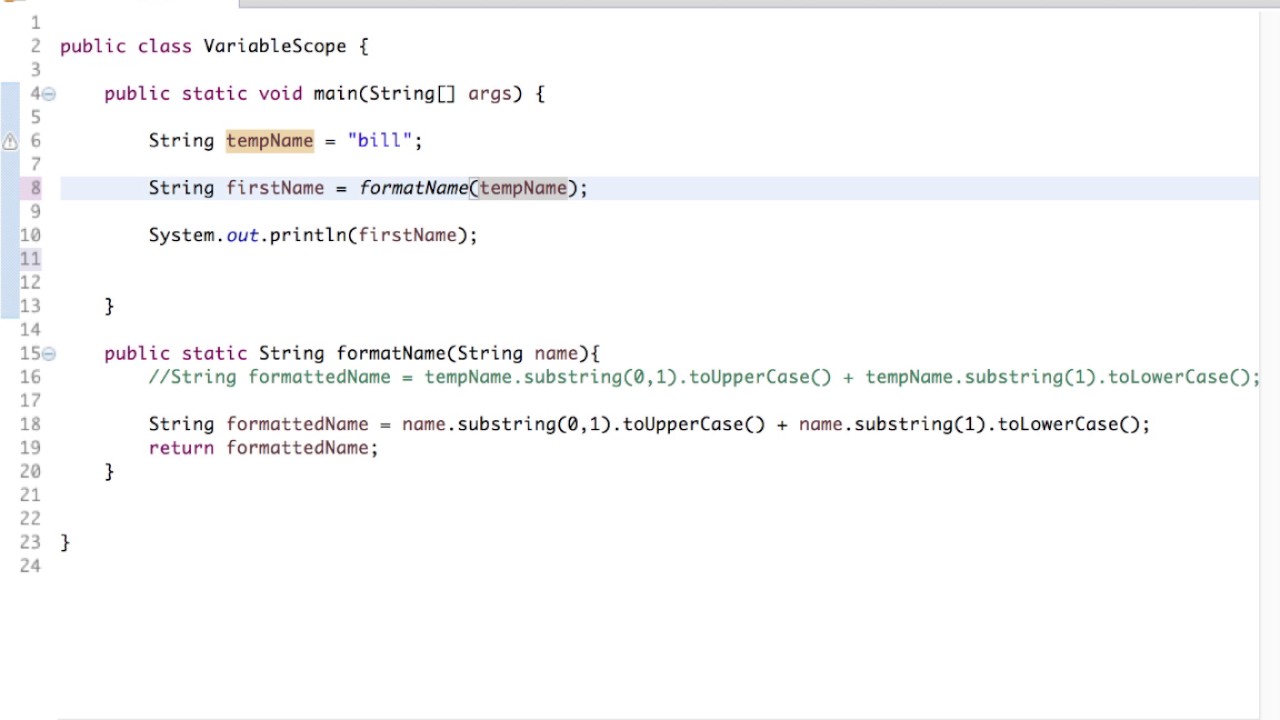 Variable Scope in Methods - Java
