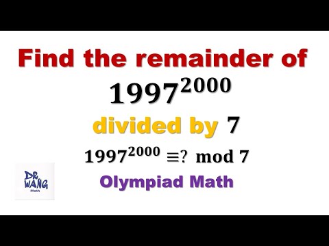 Find the Remainder of 1997^2000 Divided by 7 | Olympiad Question