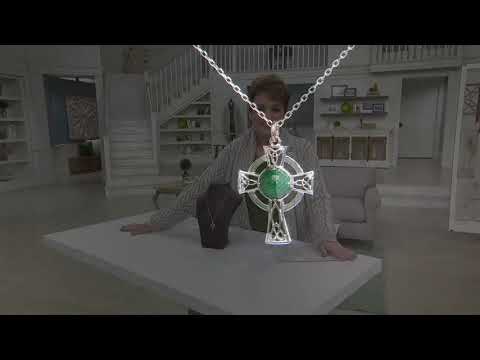 JMH Jewellery Sterling Silver & Malachite Celtic Cross Pendant on QVC