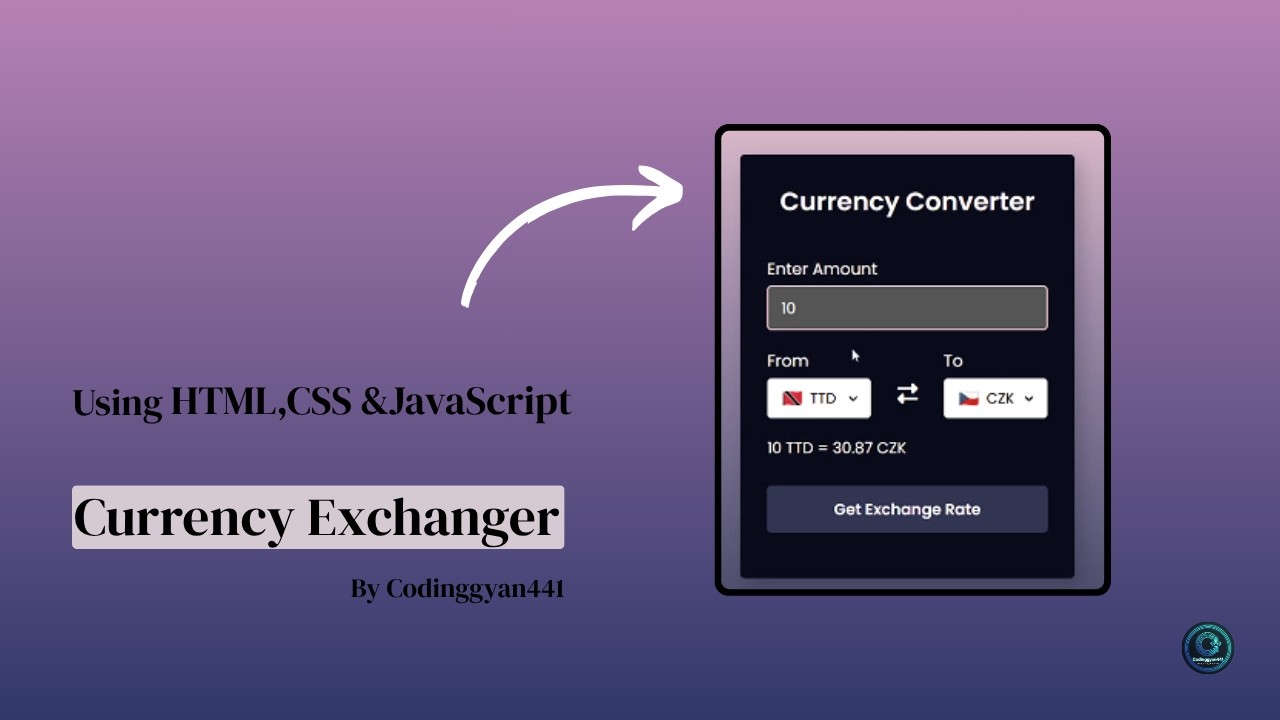 Real-Time Currency Converter using HTML, CSS and JavaScript || By @Codinggyan441