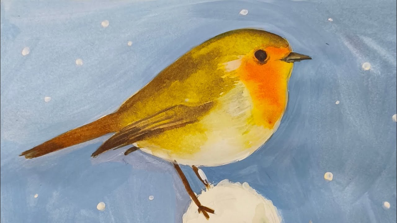 Warm Winter Robin – Easy Watercolor Bird Illustration Tutorial