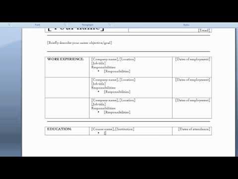 Create a Resume in MS Word 2007