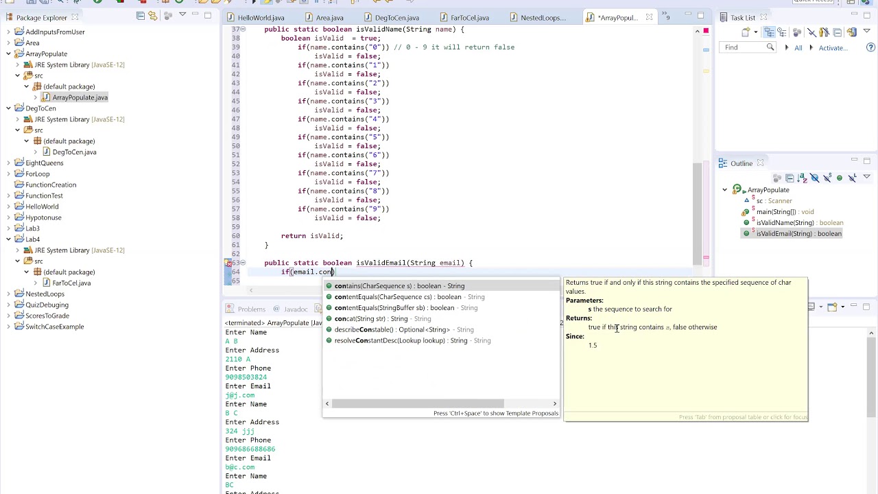 String Validation in Java