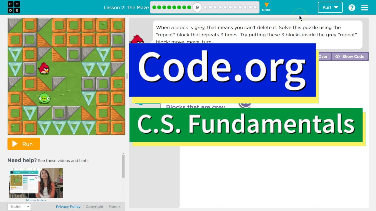 The Maze - Lesson 2.9 - Code.org Accelerated Intro to CS Course