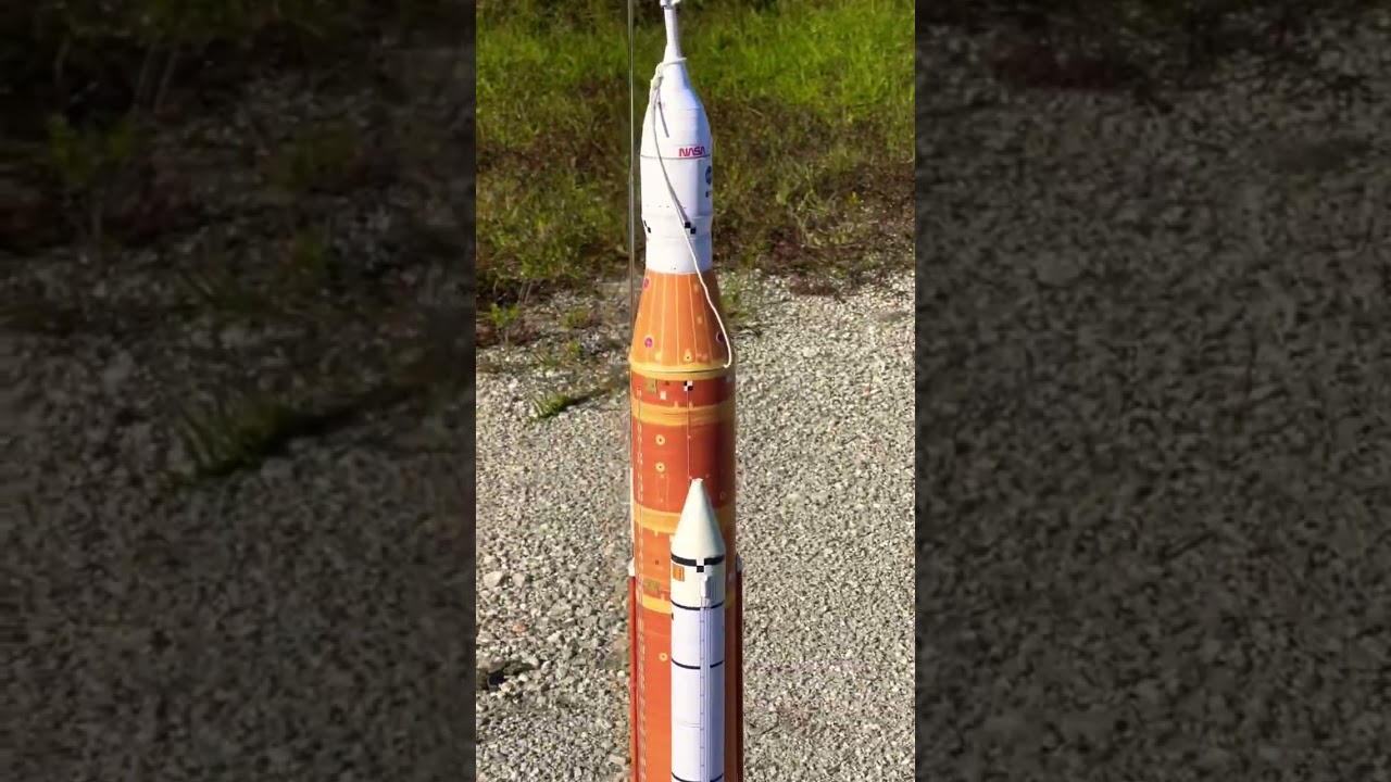 A Space Launch System(SLS) Artemis 1 model rocket made out of Paper successfully launching!