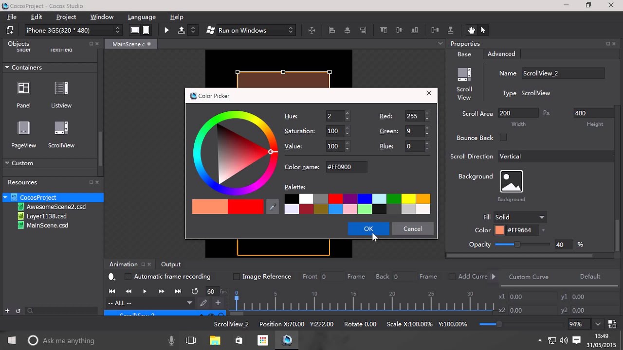 Cocos Studio: ScrollView