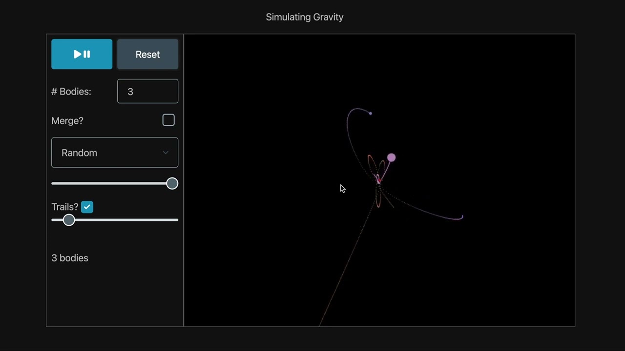 Gravity Simulation Demo - https://dbilenkin.github.io/three-body/
