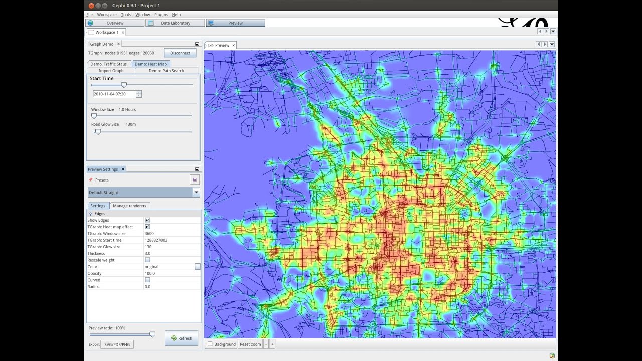 Traffic data management/analysis system by TGraph DB (Gephi plugin)