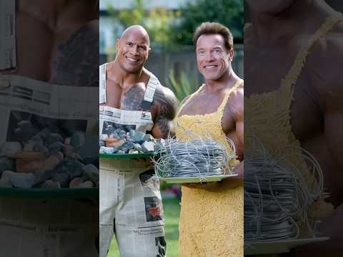 The Rock eat Rocks and Arnold Schwarzenegger  eats Barbed-wire!