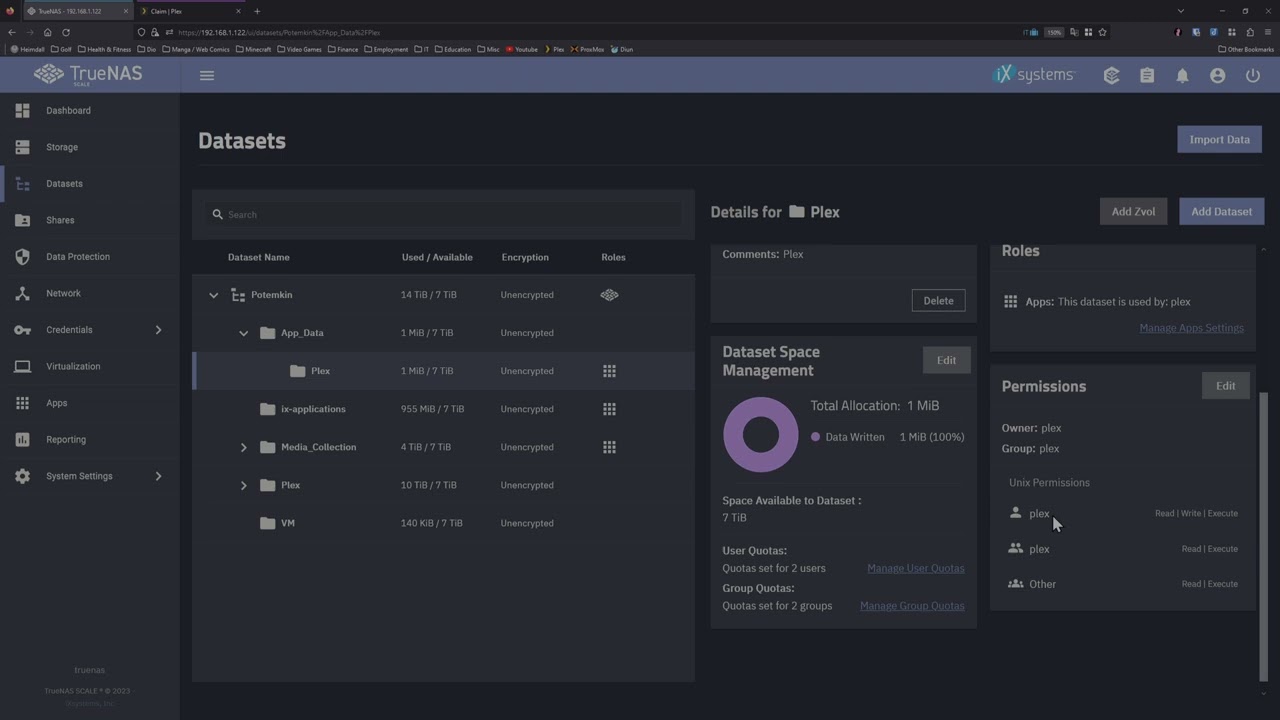 TrueNAS Scale: Plex Dataset Permissions