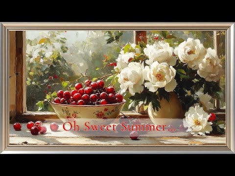Welcome Summer | Berries & Bloom | Dreamy Still Life Painting | Elegant Art Screensaver 4K