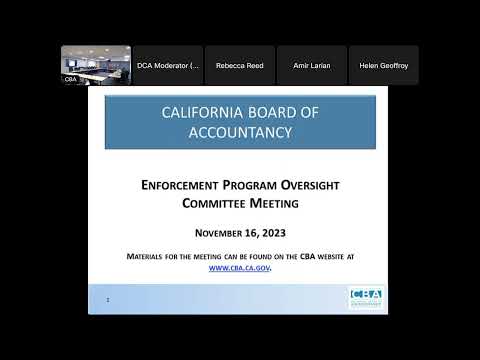 California Board of Accountancy Enforcement Program Oversight Committee Meeting - November 16, 2023
