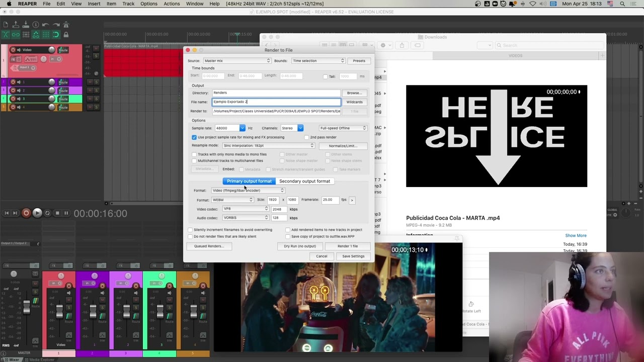 6. Reaper: Exportar Audio Video
