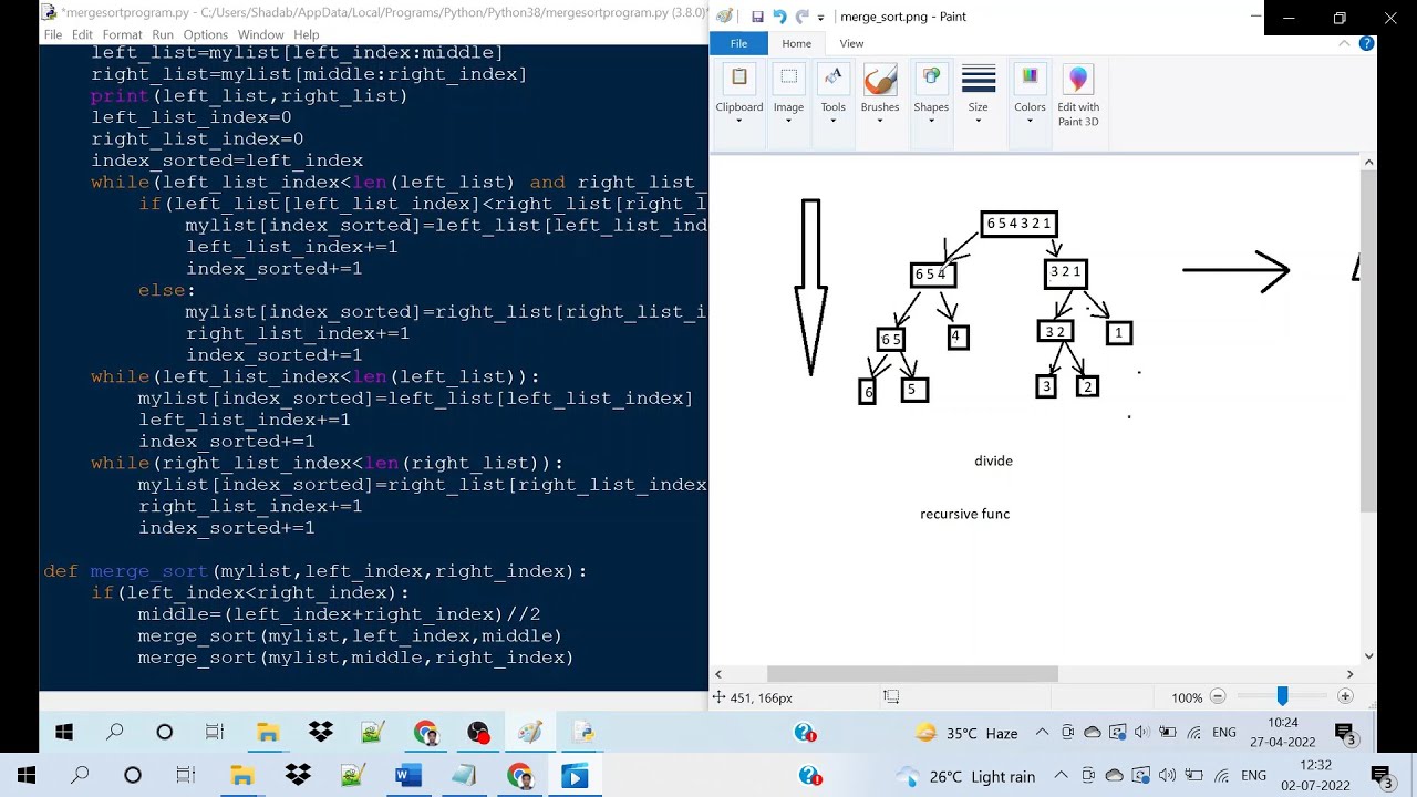 Merge Sort (part-3) The recursive function