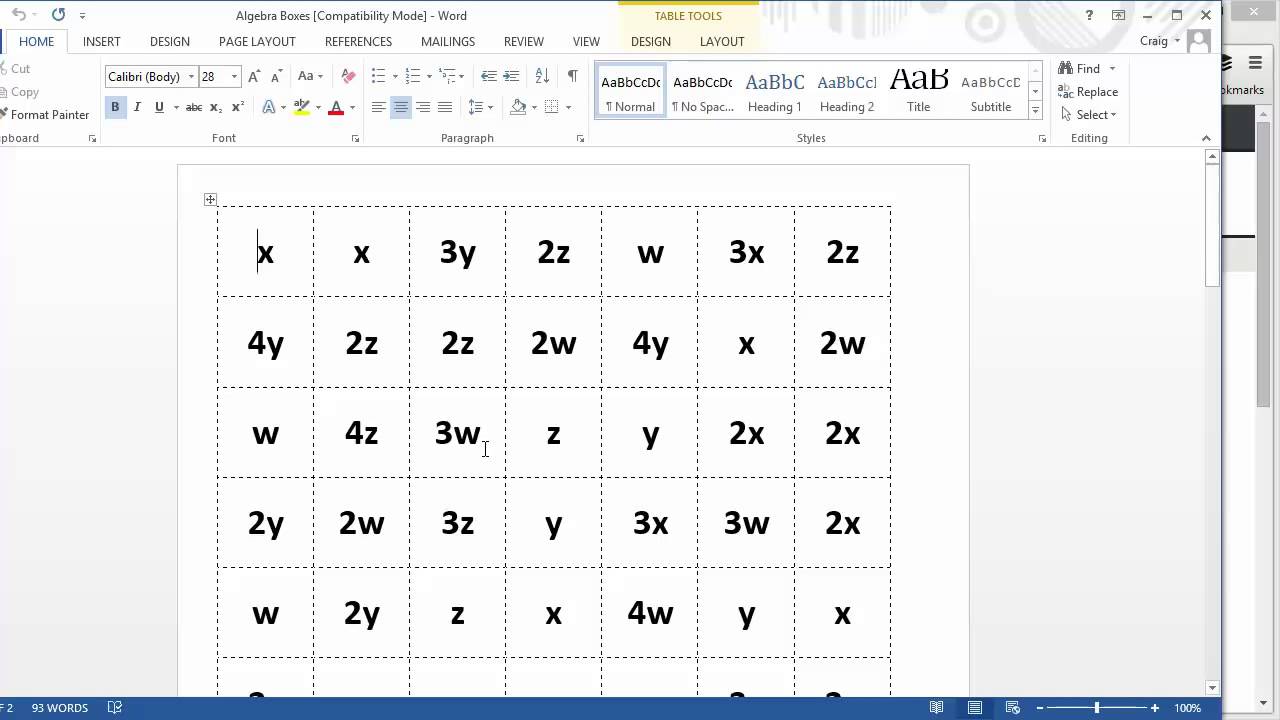 Maths ROTW 66 - Algebra Boxes