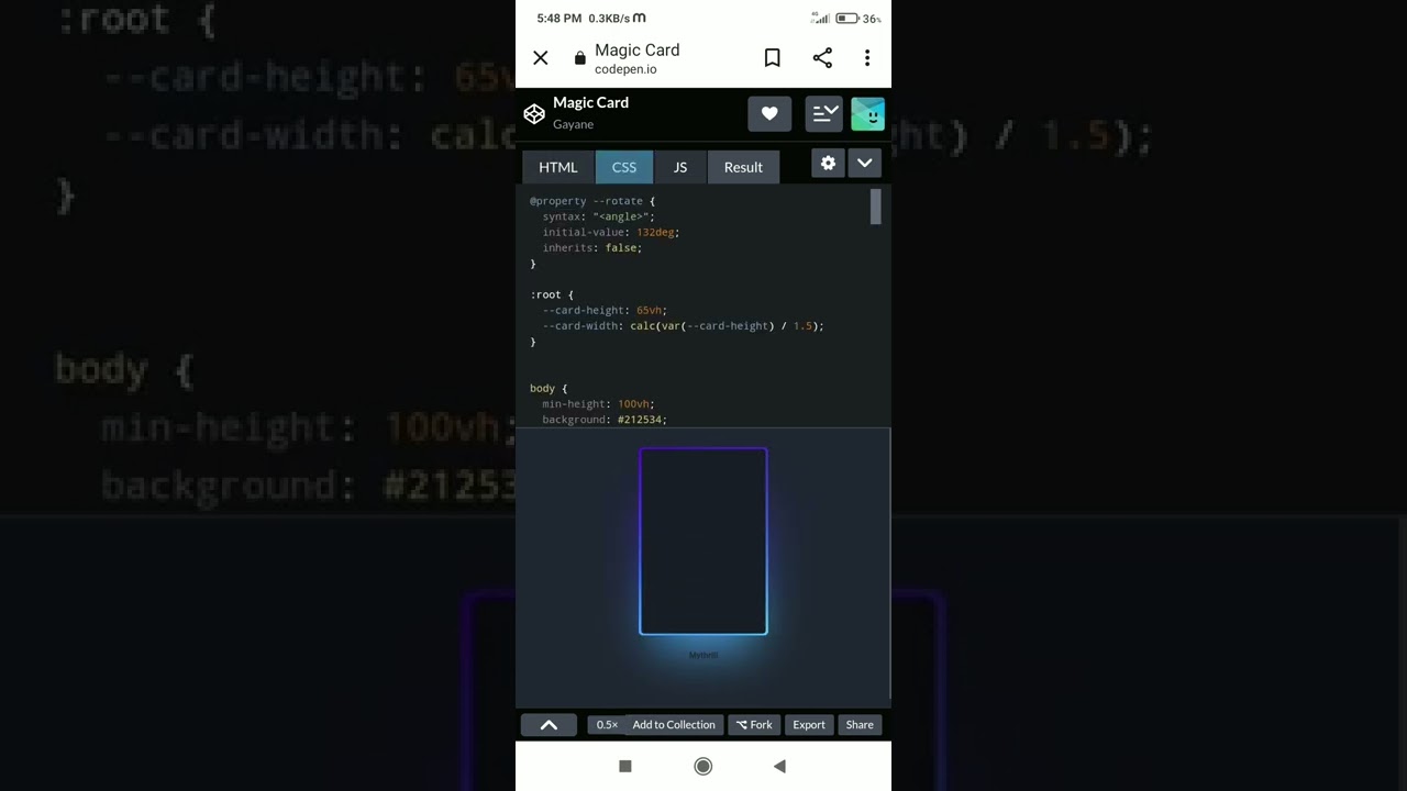 Magic card css animation codepen #codepencodes